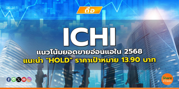 ICHI แนวโน้มยอดขายอ่อนแอใน 2568 แนะนำ "HOLD" ราคาเป้าหมาย 13.90 บาท | Share2Trade